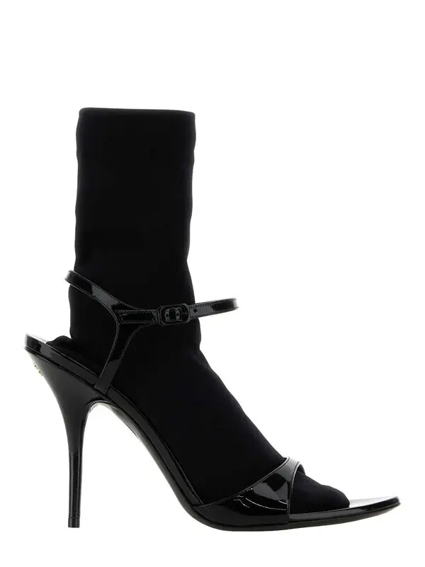 Balenciaga Avenue Sock Leather Sandals With 11 Cm Stiletto Heel - Black