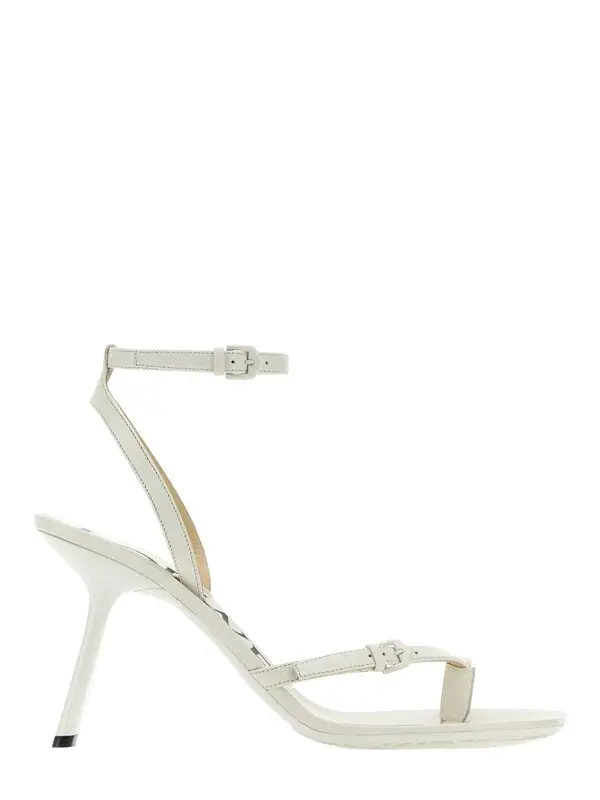 Loewe Petal Leather Heeled Sandals - White