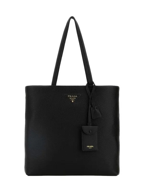 Prada Leather Shopping Handbag - Black