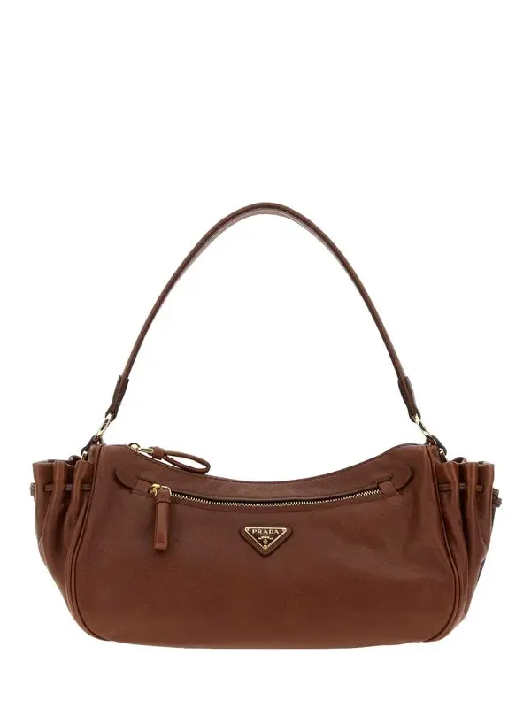 Prada Mini Leather Shoulder Handbag - Camel