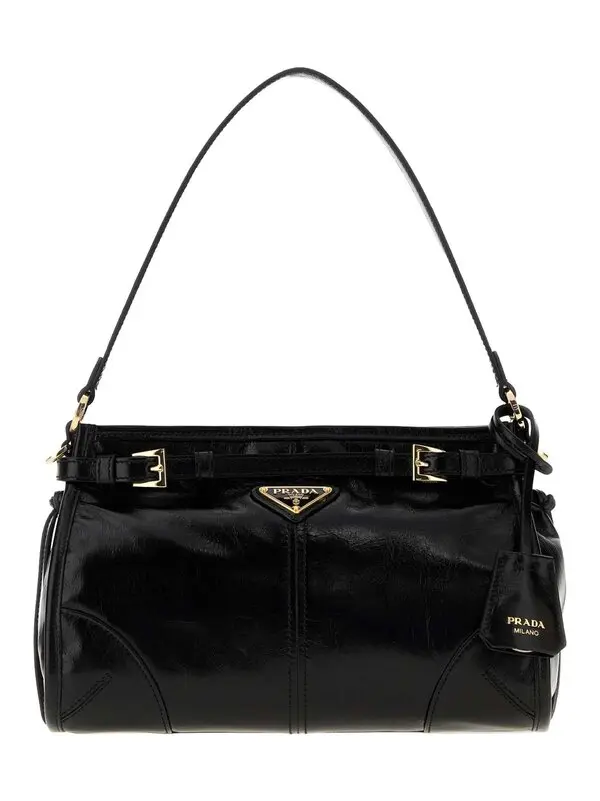 Prada Bonnie Mini Leather Shoulder Handbag - Black