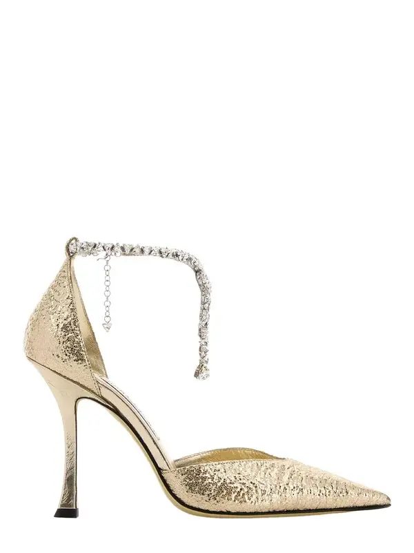 JIMMY CHOO Stevie 100mm Glittered Fabric Pumps - Gold