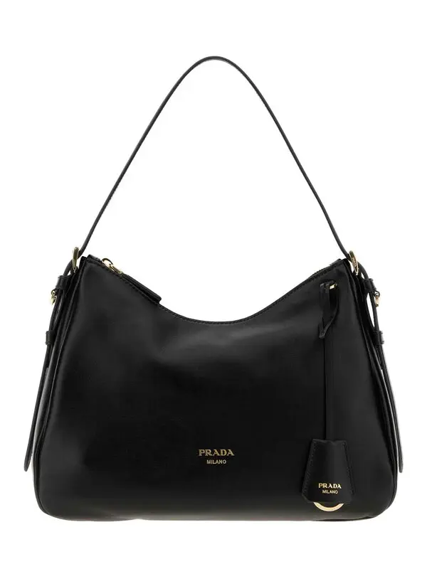 Prada Leather Shoulder Handbag - Black