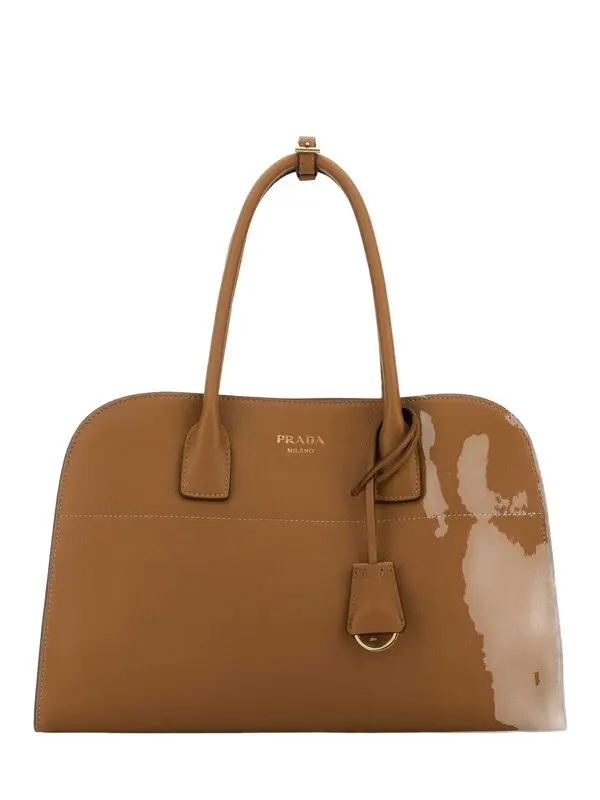 Prada Medium Leather Shopping Handbag 34 X 22 X 15 Cm With 18 Cm Handle Height - Camel