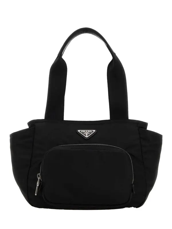 Prada Re-nylon Handbag With Leather Details - Black