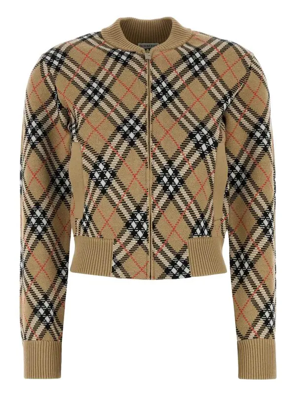Burberry Embroidered Wool-blend Cardigan - Checked