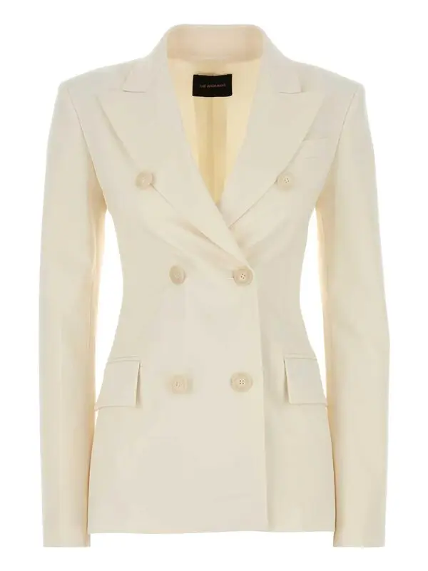 Andamane Double Breasted Stretch Gabardine Blazer - White