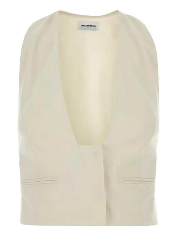 Andamane Stretch Gabardine Vest - White