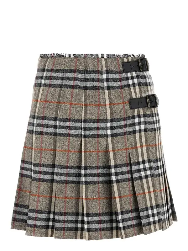 Burberry Embroidered Wool Mini Skirt - Stripped