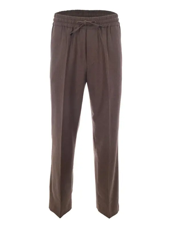 Drole De Monsieur Drawstring Wool-blend Trousers - Light Brown
