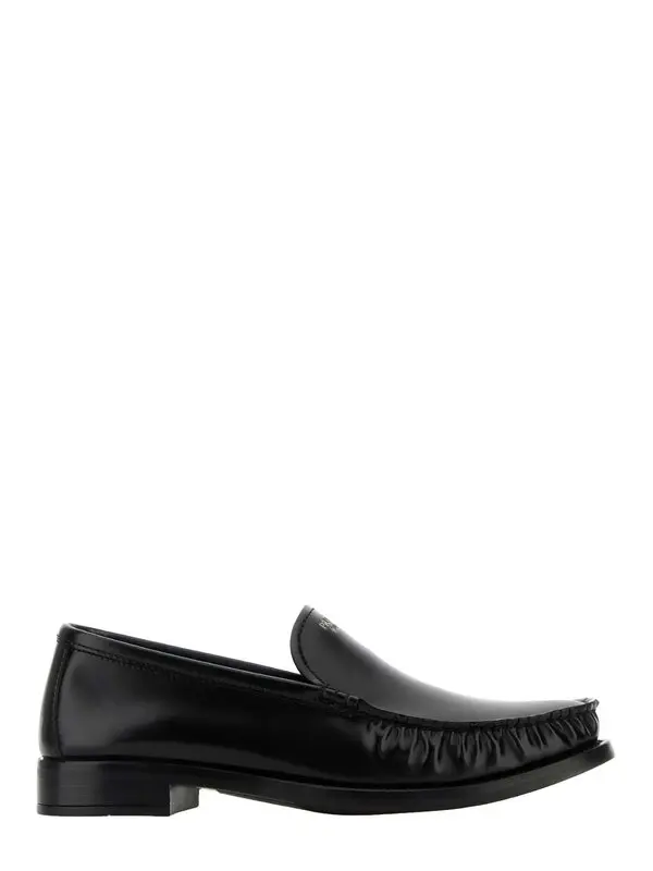 Prada Leather Loafers With Rubber Sole - Black