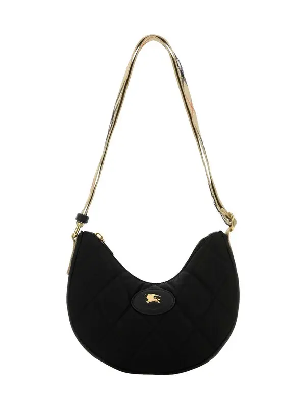 Burberry Horseshoe Mini Nylon Crossbody Handbag - Black