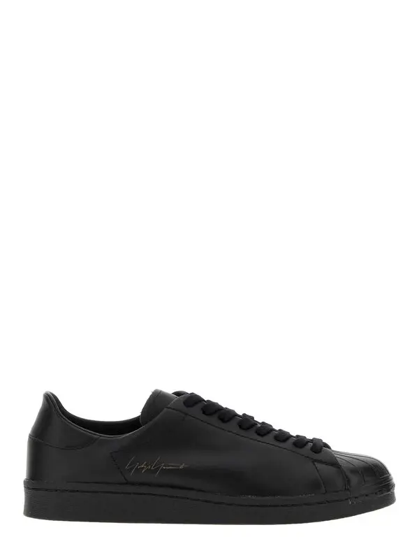 Y-3 YOHJI YAMAMOTO ADIDAS Leather Lace-up Sneakers With Rubber Sole - Black