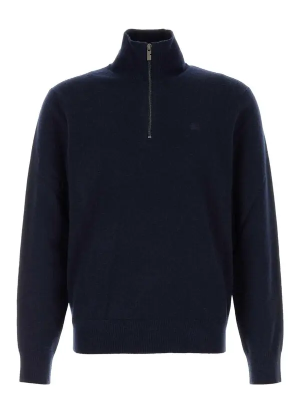 Burberry Stretch Cashmere Blend Half-zip Sweater - Blue
