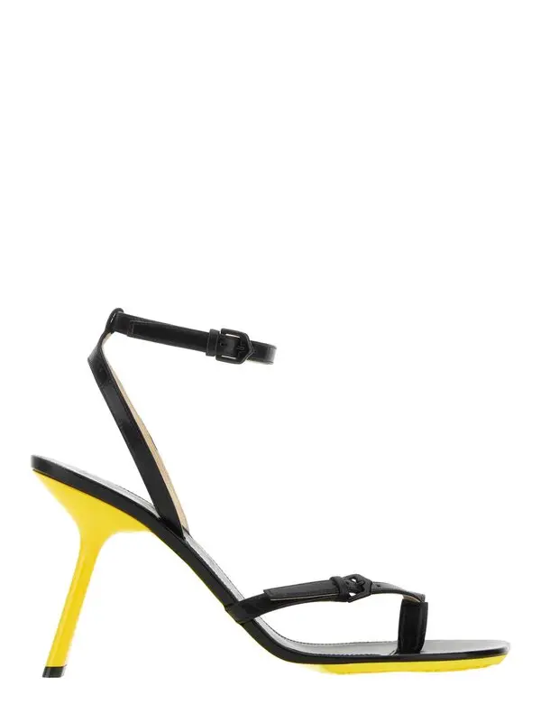 Loewe Petal Leather Heel Sandals - Black