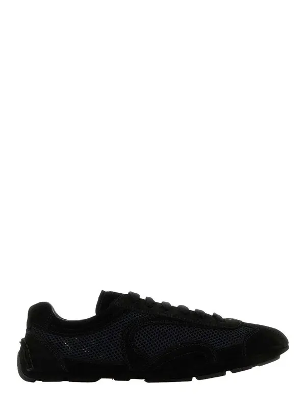 Prada Suede And Mesh Montecarlo Sneakers - Black