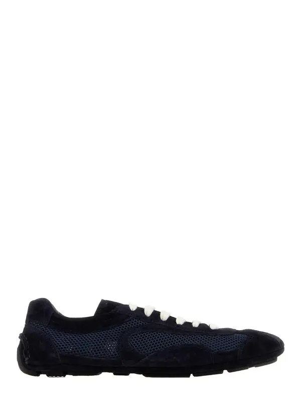 Prada Suede And Mesh Montecarlo Sneakers - Blue