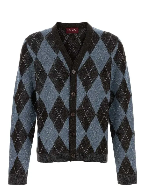 Gucci Argyle V-neck Cardigan - Printed