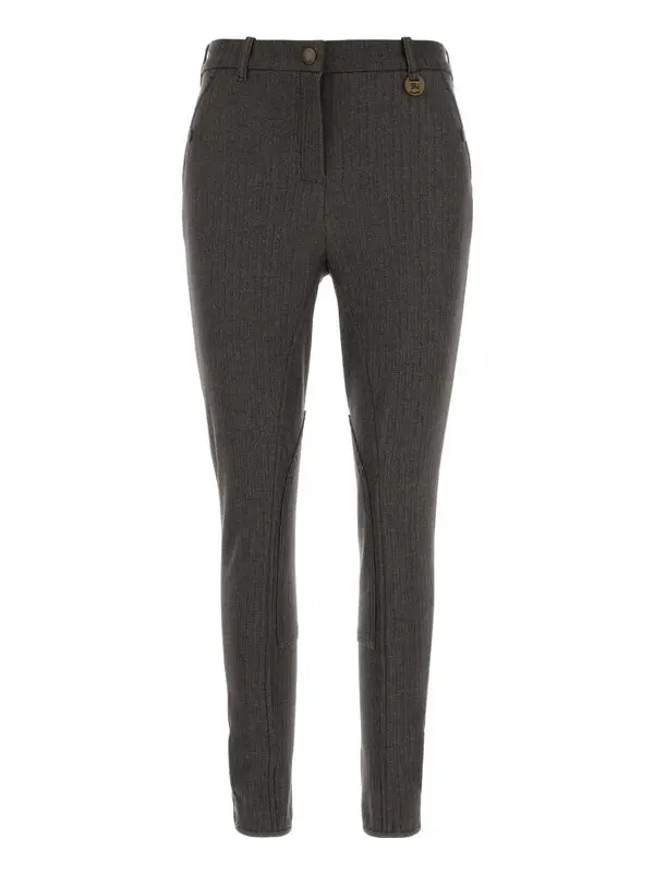 Burberry Embroidered Stretch Cotton Pants - Stripped