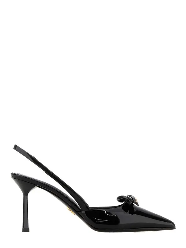 Prada Slingback Pumps With Bow Detailing - Black