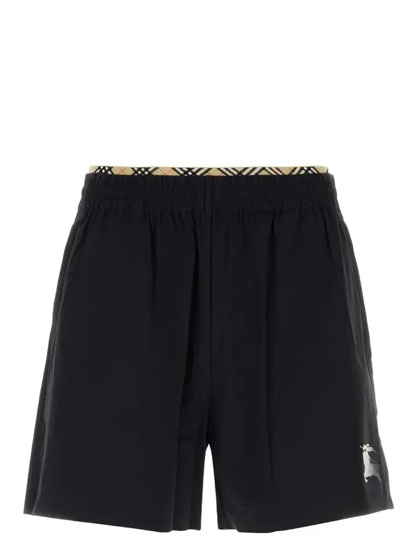 Burberry Stretch Nylon Bermuda Shorts With Monogram Waistband - Black
