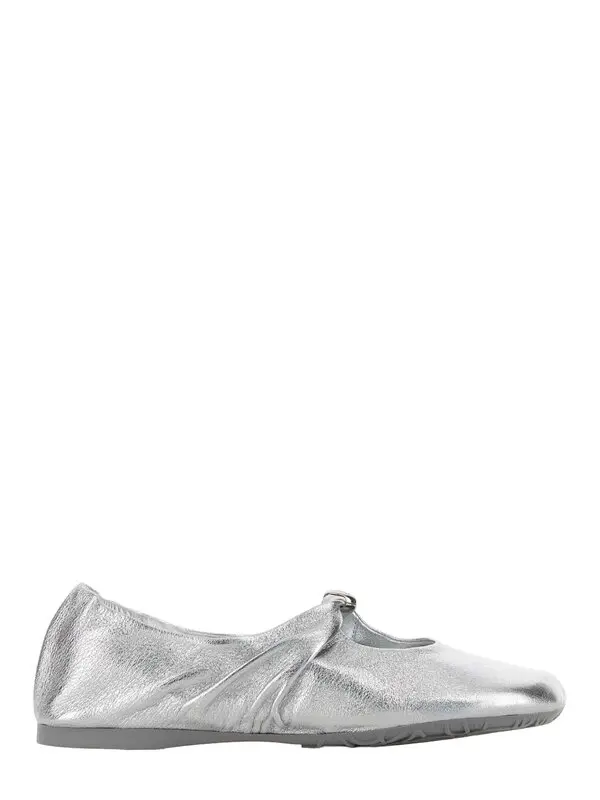 Loewe Pebble-texture Leather Ballerinas - Silver
