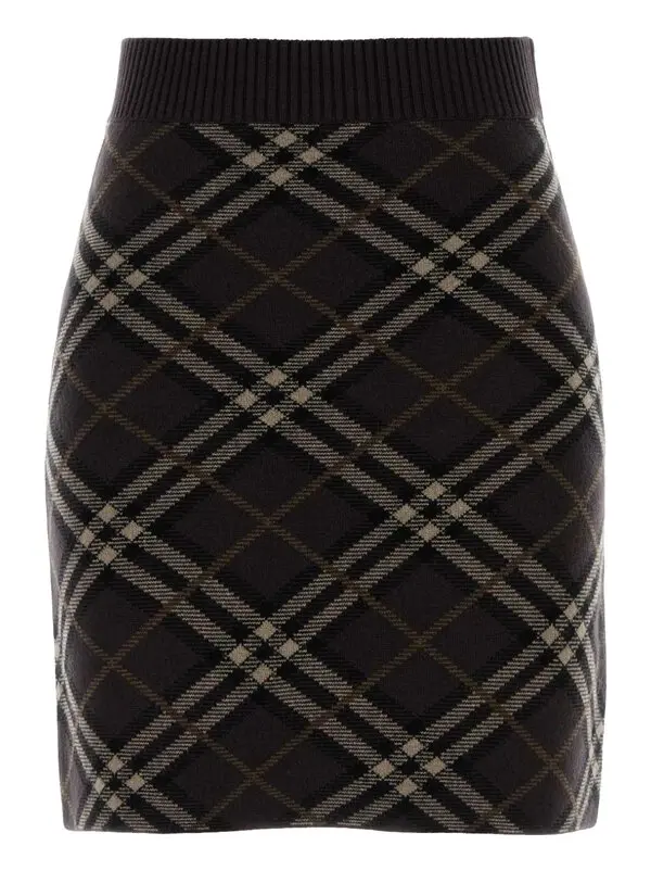 Burberry Plaid Stretch Wool-blend Mini Skirt - Checked