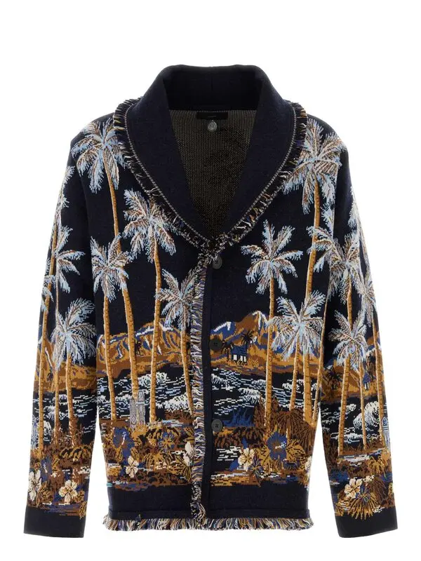 Alanui Embroidered Wool-blend Shawl Collar Cardigan - Printed