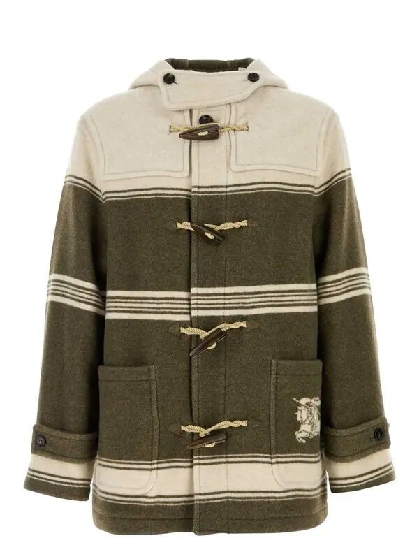 Burberry Embroidered Wool-blend Montgomery Coat - Stripped
