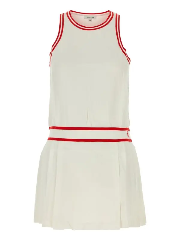 Sporty & Rich Viscose Gown Dress With Ribbed Accents - White