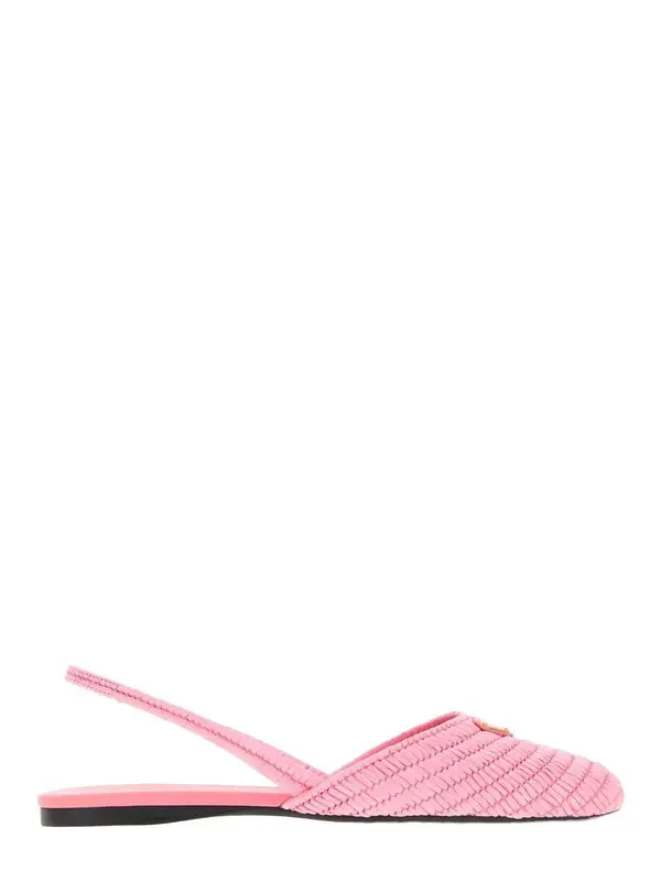 Prada Raffia Ballerina Flats With Rubber Sole - Pink