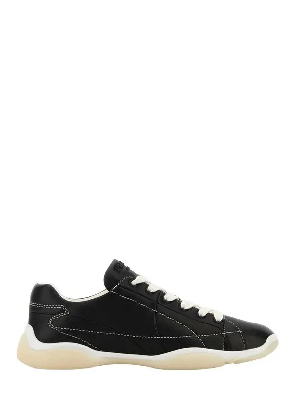 Prada Leather Lace-up Sneakers - Black