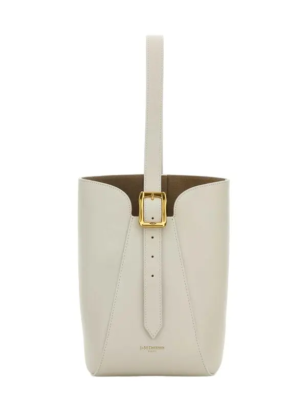 J & M DAVIDSON Ivory Leather Quiver Nano Mini Bucket Bag - White