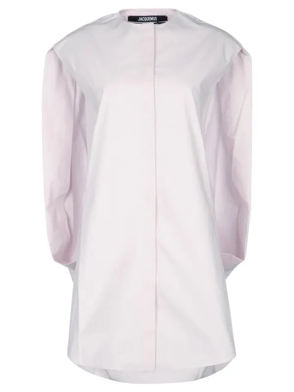 Jacquemus Cotton Mini Dress With Draping - Lightpink