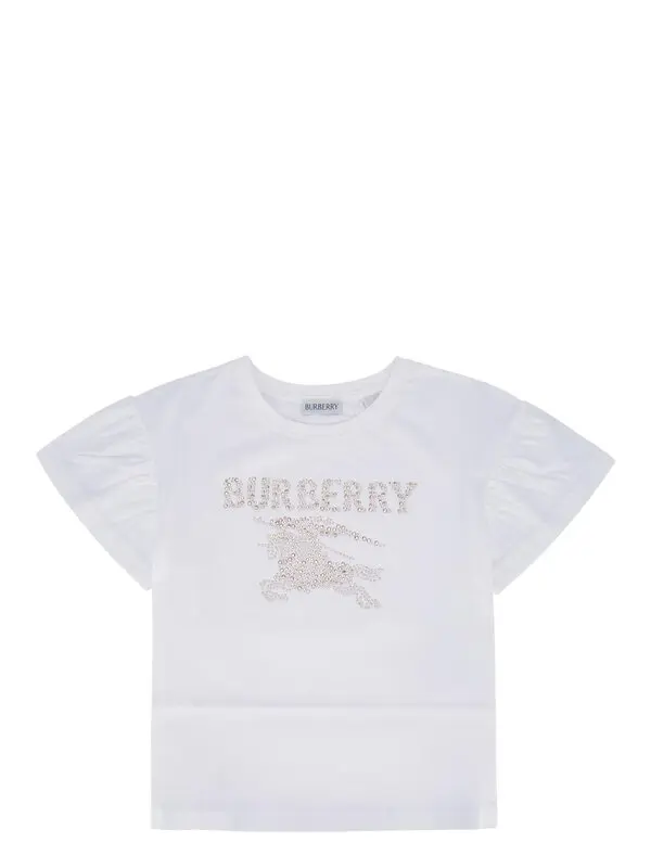 BURBERRY JR Burberry Mini Roxy Crystal Embellished Cotton T-shirt - White