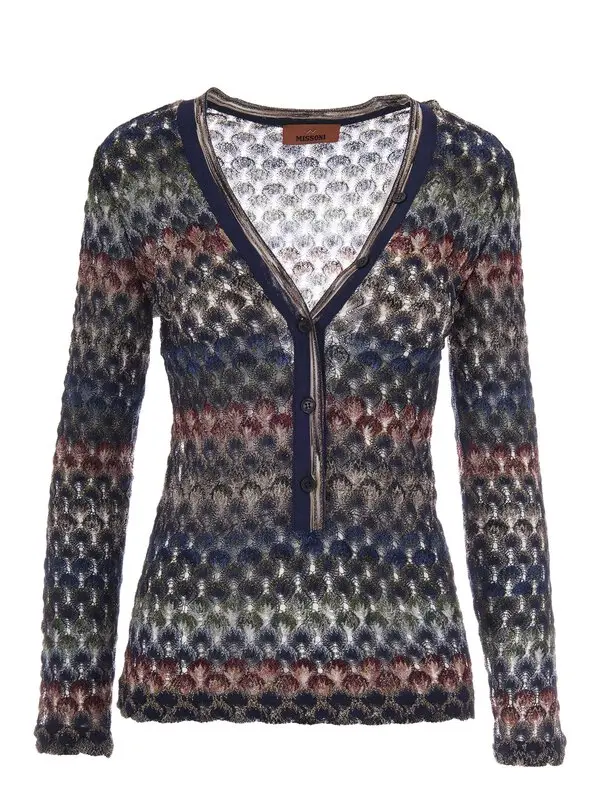 Missoni V-neck Button-front Knit Cardigan - Multi Dark Version