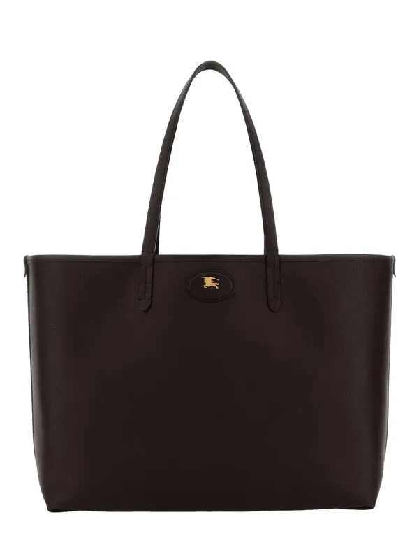 Burberry Reversible Leather Handbag With Golden Metal Hardware - Brown