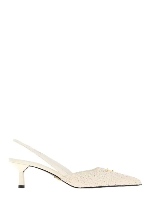 Prada Slingback Pumps With 5 Cm Kitten Heel - White
