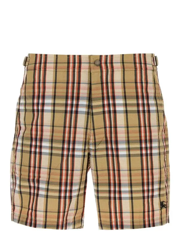 Burberry Printed Seersucker Swim Shorts - Checked