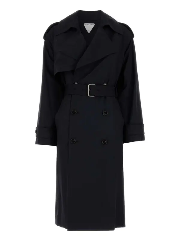 Bottega Veneta Double Breasted Trench Coat - Black