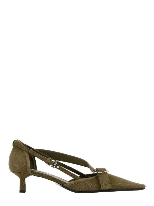 Prada Canvas Pumps With Buckled Straps - Green