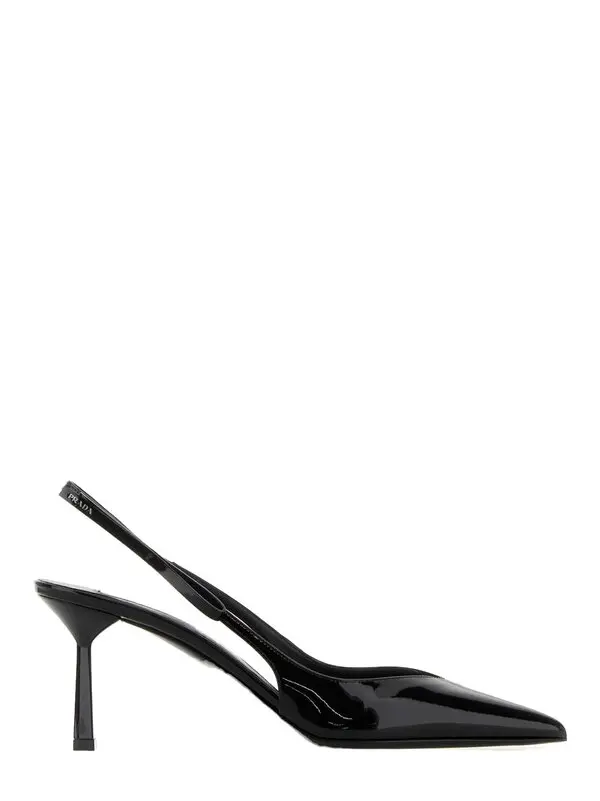 Prada Leather Slingback Pumps With 8 Cm Heel - Black