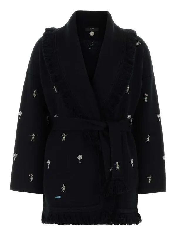 Alanui Dance With Me" Wool Cardigan With Fringe And Embroidery - Black