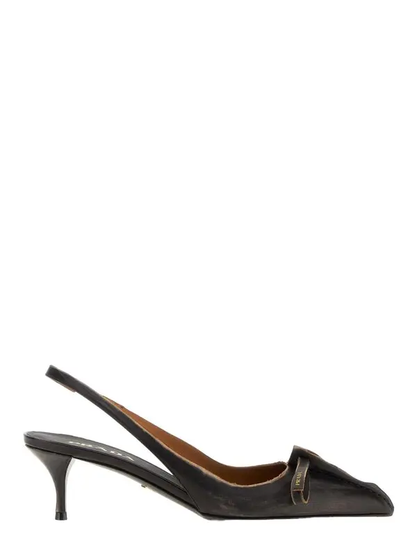 Prada 5 Cm Leather Slingback Pumps - Black