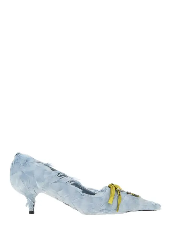 Prada Embellished Feather Pumps With 5 Cm Heel - Light Blue