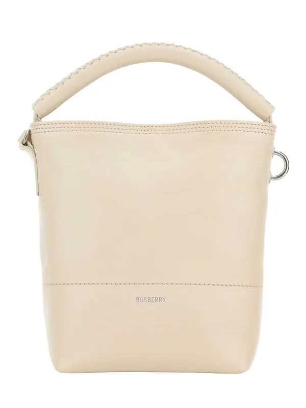 Burberry Calf Leather Handbag With Adjustable Shoulder Strap - White