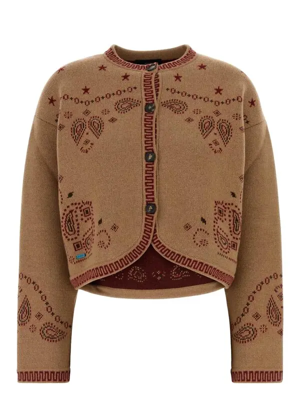 Alanui Embroidered Wool-blend Bandana Cardigan - Printed