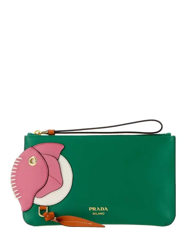 Prada Leather Pouch Handbag - Green