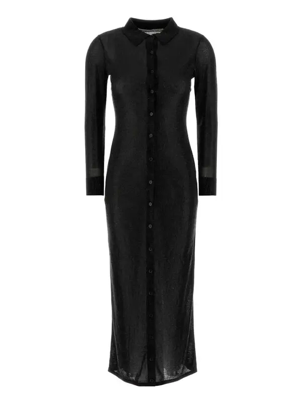 Alexander Wang Embellished Viscose Shirt Dress - Black
