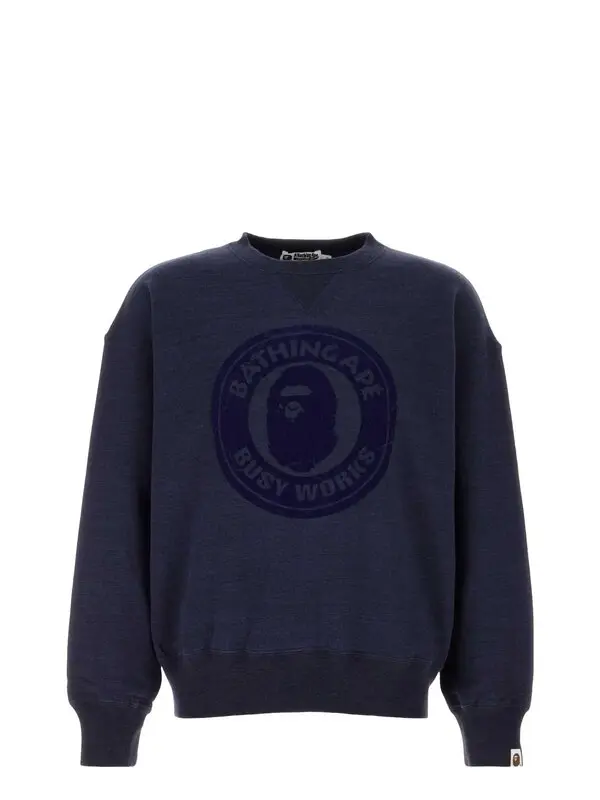 A BATHING APE Oversized Cotton Sweatshirt With Graphic Logo - Blue